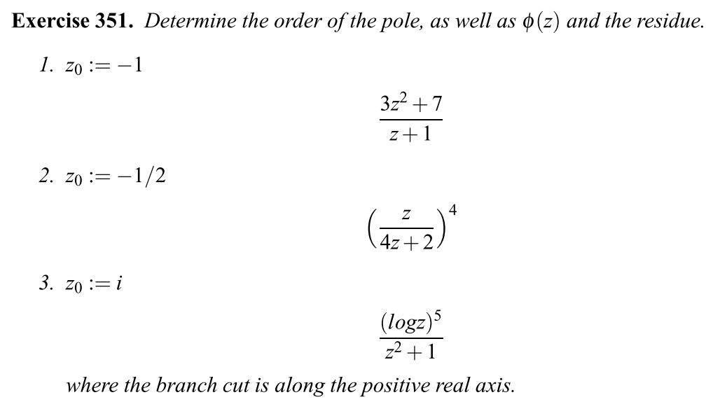 Solved Exercise 351. Determine the order of the pole, as | Chegg.com