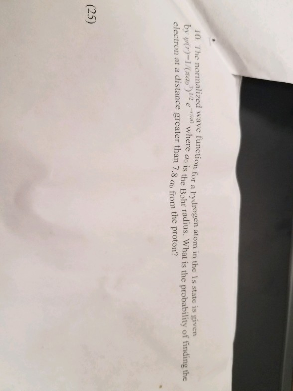 Solved 10. The normalized wave function by(ai electron at a | Chegg.com