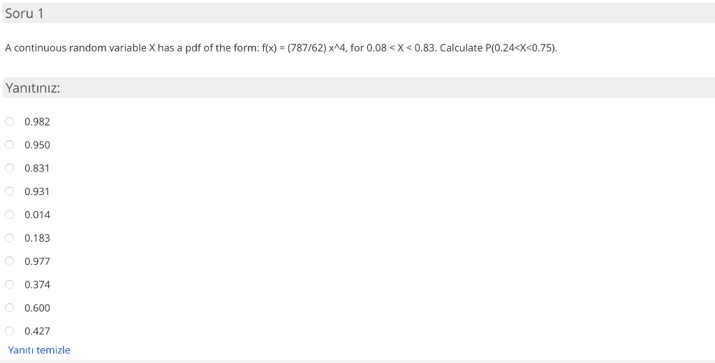 Solved Soru 1 A Continuous Random Variable X Has A Pdf Of 1530