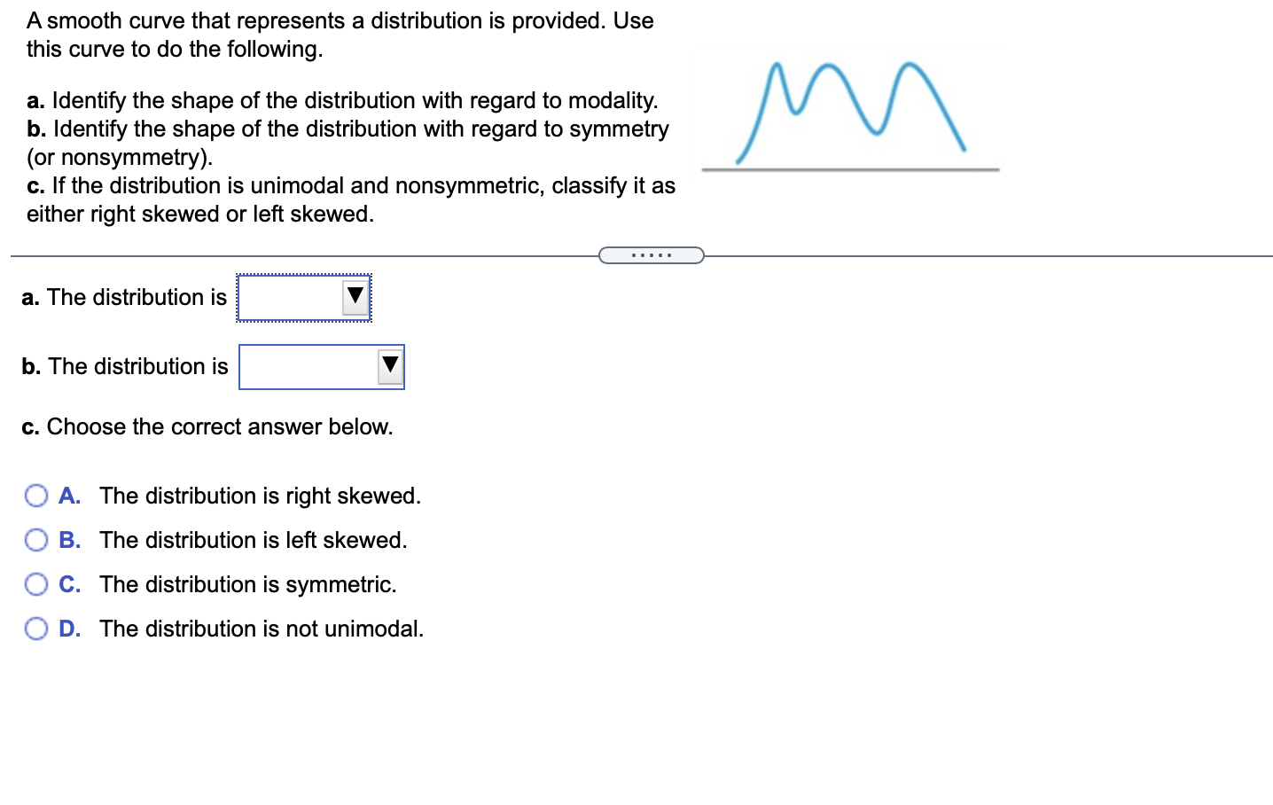 Solved A smooth curve that represents a distribution is | Chegg.com