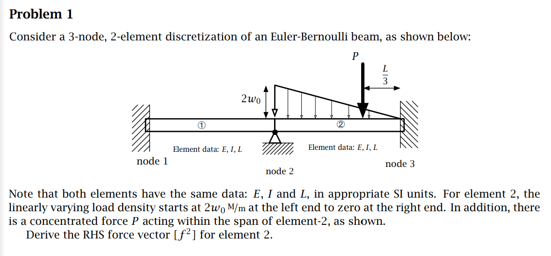 Problem 1 Consider a 3-node, 2-element discretization | Chegg.com