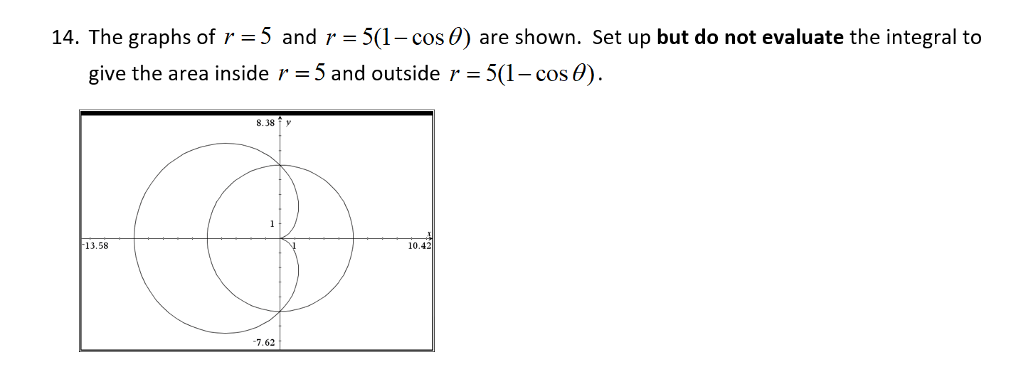Solved 14. The graphs of r = 5 and r = 5(1-сos O) are shown. | Chegg.com