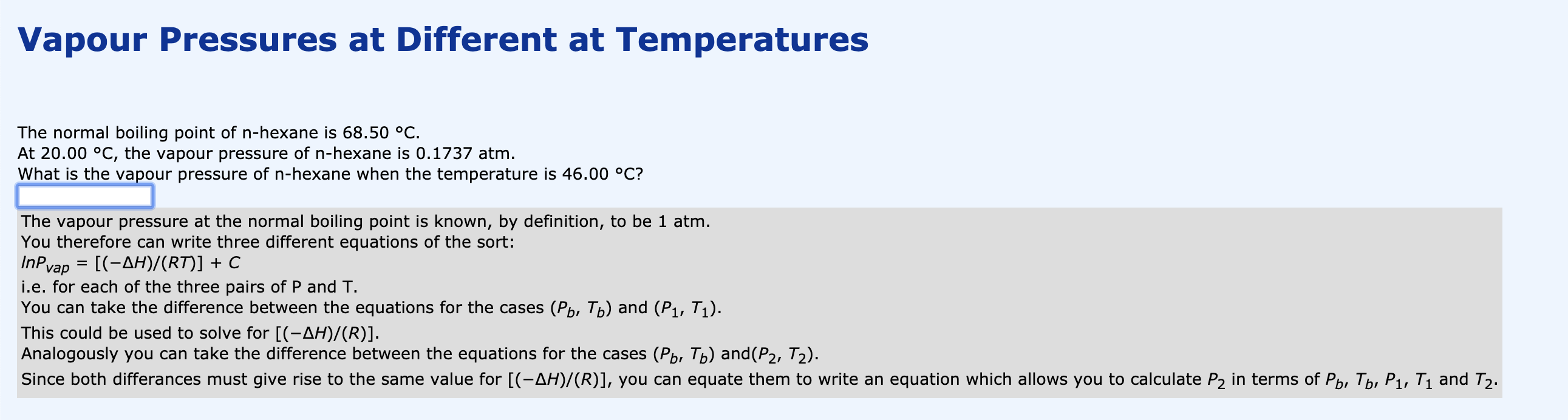 Solved Vapour Pressures at Different at Temperatures The | Chegg.com