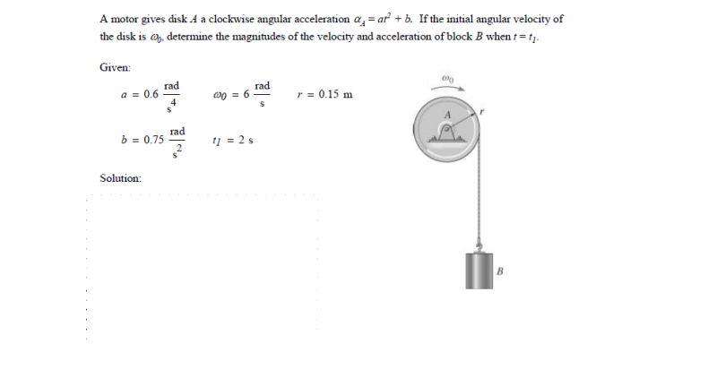 Solved A motor gives disk A a clockwise angular acceleration | Chegg.com