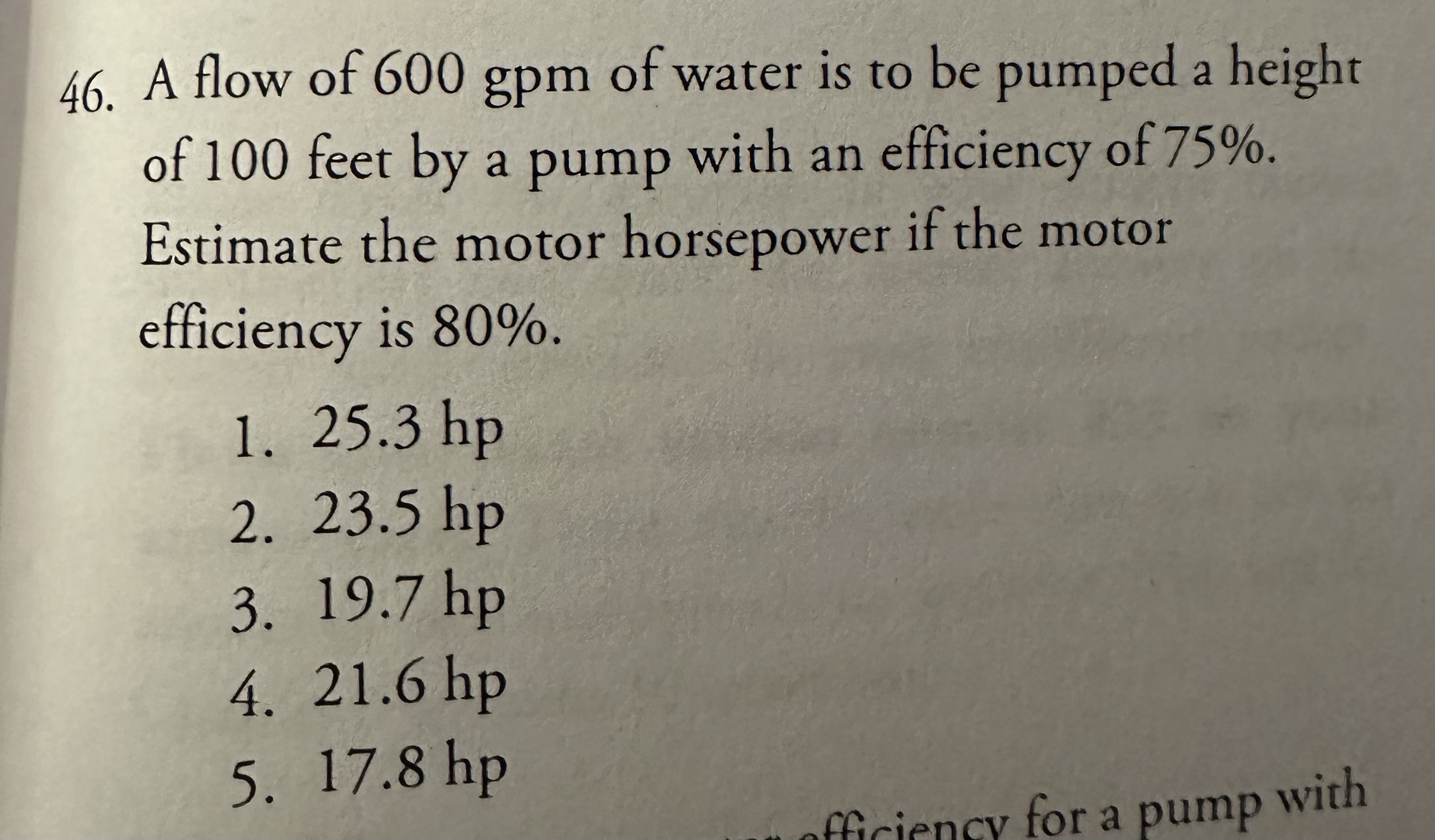 Solved 46. A flow of 600gpm of water is to be pumped a | Chegg.com