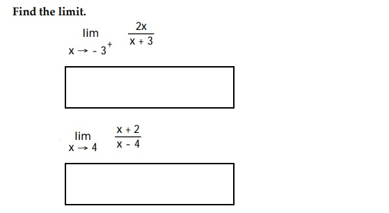 Solved Find the limit. lim 2x X + 3 + X-3 lim X 4 X + 2 X - | Chegg.com