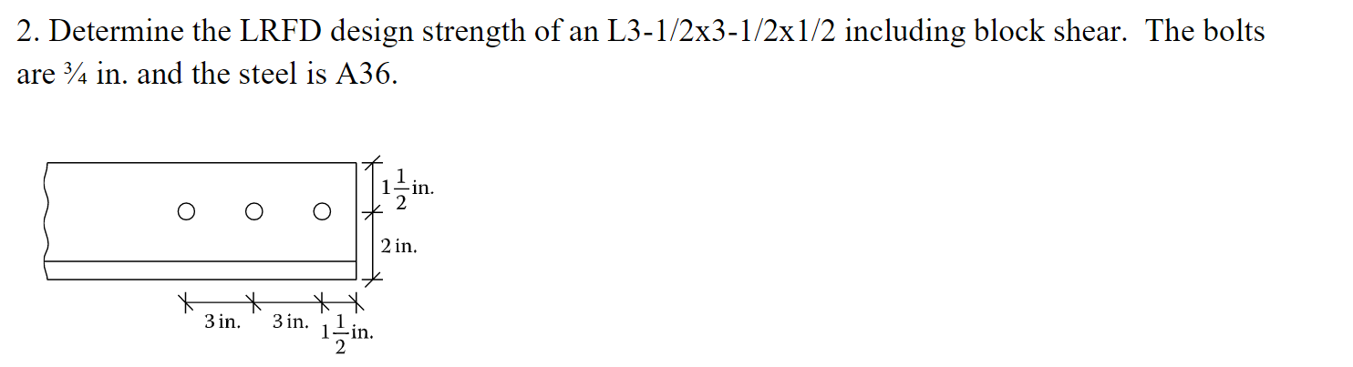 Solved 2. Determine the LRFD design strength of an L3-1/2 | Chegg.com