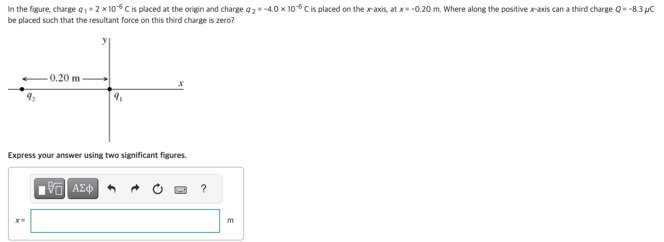 Solved In the figure, charge q1=2×10−6C is placed at the | Chegg.com