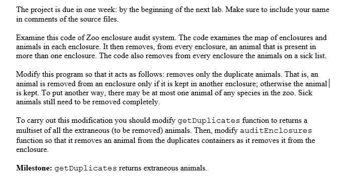 Solved In C++ zoo.cpp // making sure that duplicate and sick | Chegg.com