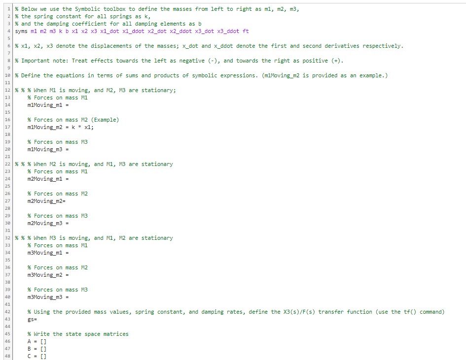 Solved For the mass-spring-damper system given below: 1. | Chegg.com