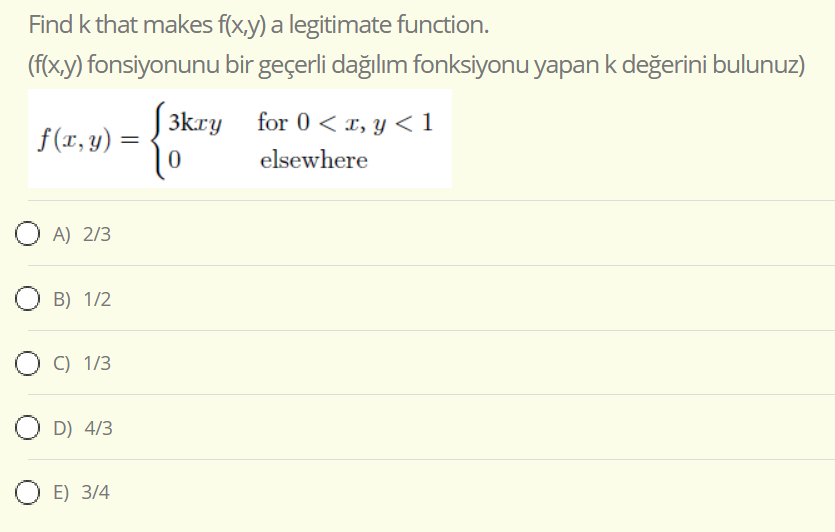 Solved Find k that makes f(x,y) a legitimate function. | Chegg.com