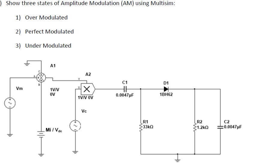Solved ) Show three states of Amplitude Modulation (AM) | Chegg.com