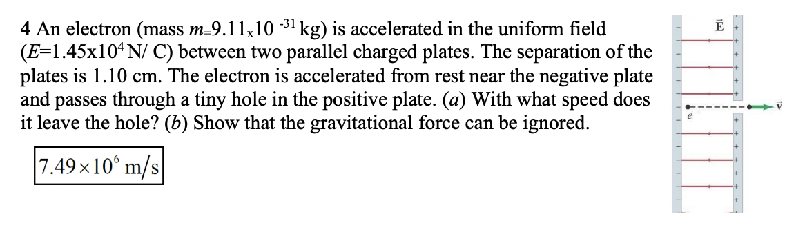 Solved 4 An electron (mass m=9.11x10−31 kg ) is accelerated | Chegg.com