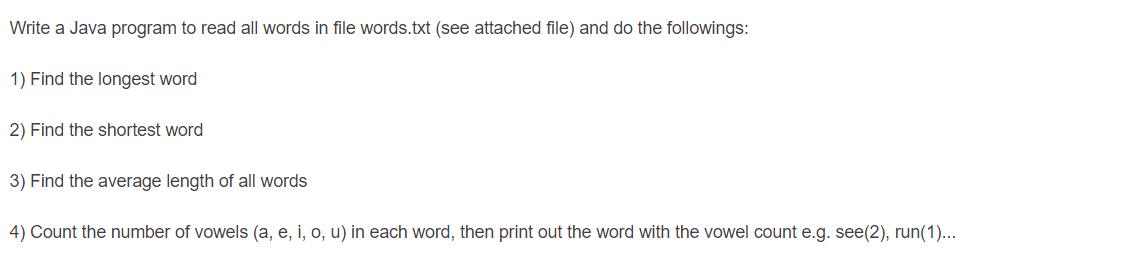 Solved Write a Java program to read all words in file | Chegg.com
