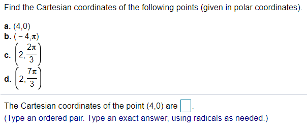 Solved Find the Cartesian coordinates of the following | Chegg.com