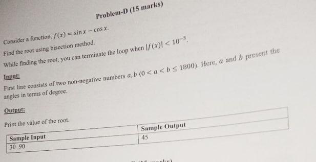 Solved Problem-1) (127 Consider a function. f(x)=sinx−cosx. | Chegg.com
