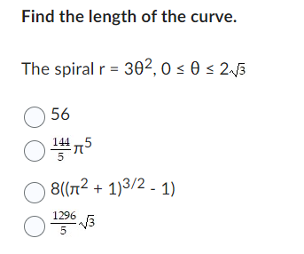 Solved Find the length of the curve.The spiral | Chegg.com