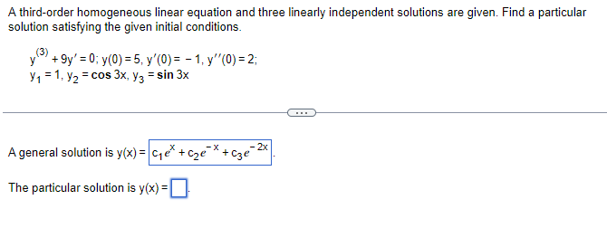 Solved A third-order homogeneous linear equation and three | Chegg.com