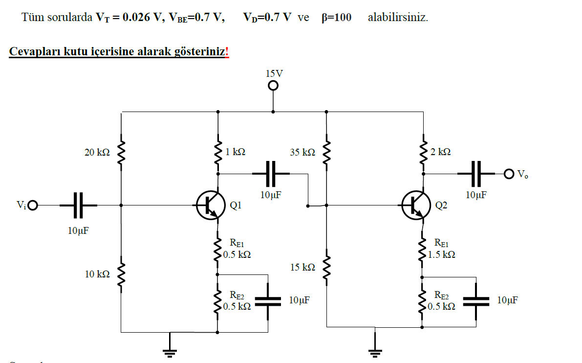 Solved a) Q1 transistor DC analysis, IB, IC, IE, VB, VC, VE, | Chegg.com
