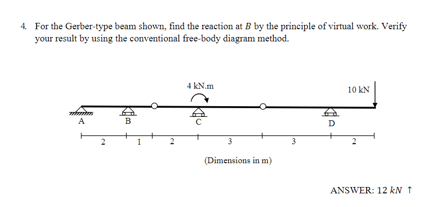 Solved 4. For the Gerber-type beam shown, find the reaction | Chegg.com