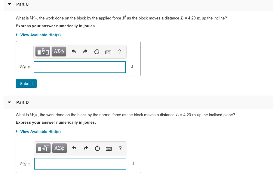 Solved The block moves up an incline with constant speed. | Chegg.com