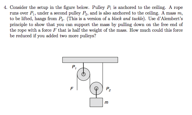 Solved 4. Consider the setup in the figure below. Pulley Pi | Chegg.com