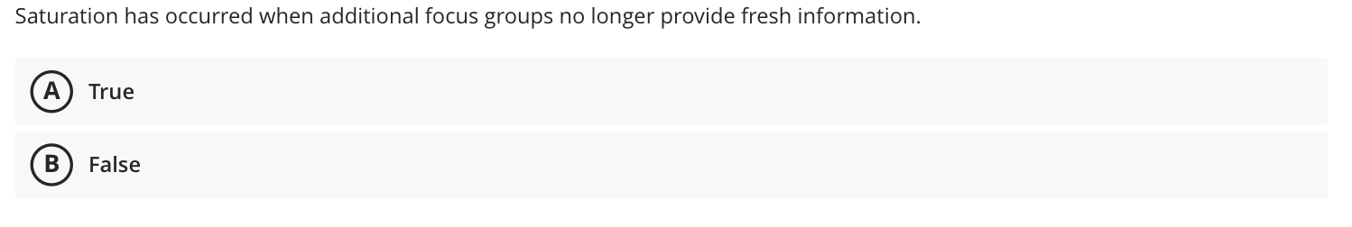 Solved Saturation has occurred when additional focus groups | Chegg.com
