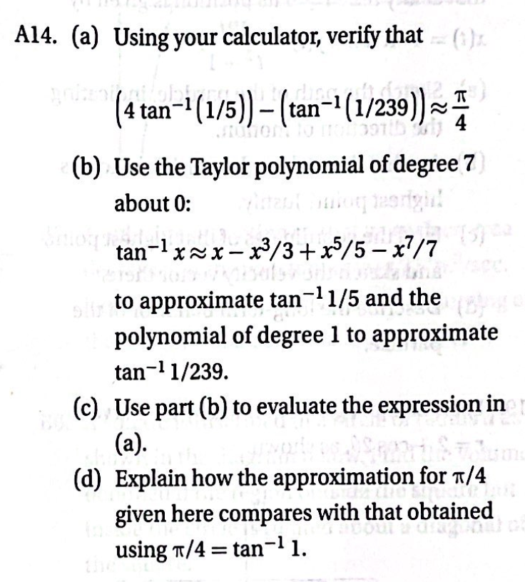 Solved A14. (a) Using your calculator, verify that | Chegg.com