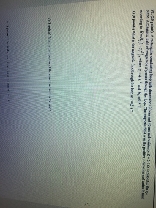 Solved P2 (20 points) A rectangular conducting loop with din | Chegg.com