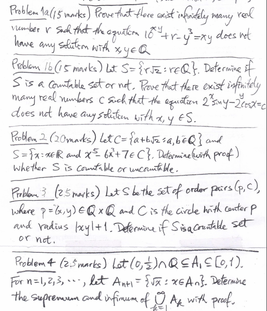 Solved Problem 1a (15 marks) Prove that there exist | Chegg.com