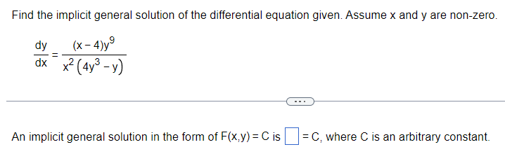 Solved Find the implicit general solution of the | Chegg.com