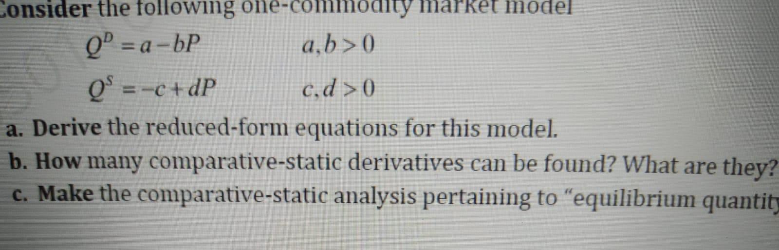 Solved Consider the following one-commodity market model Q = | Chegg.com