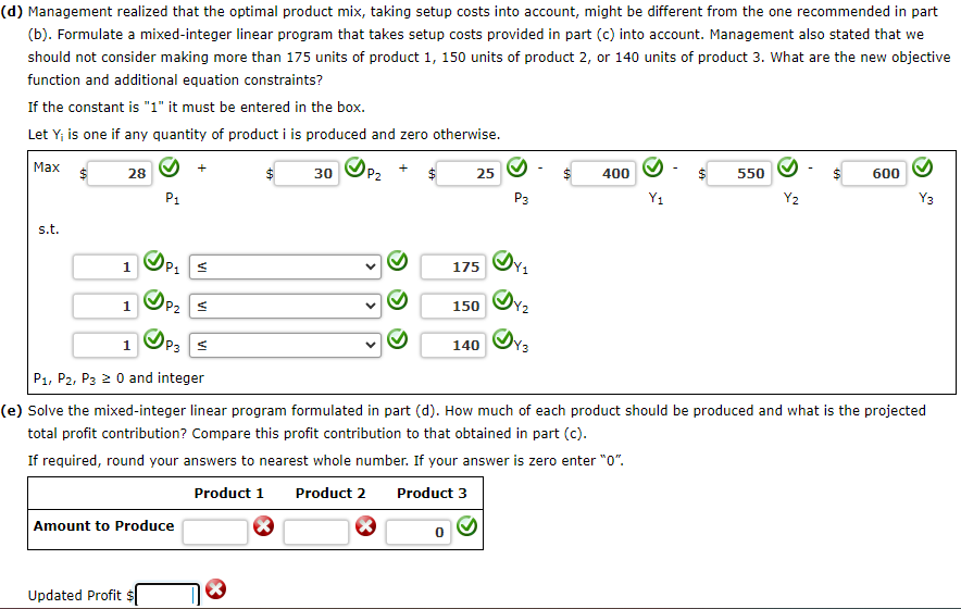 Solved Solve for the values for Product 1 and Product 2 and | Chegg.com