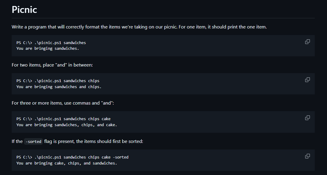 Solved Picnic (IN POWERSHELL PLEASE)Write a program that | Chegg.com