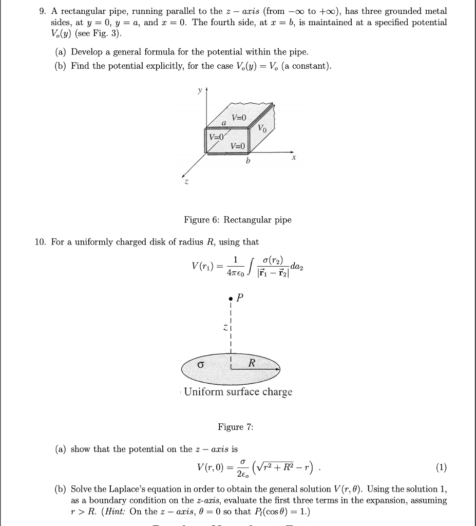 Solved 9. A rectangular pipe, running parallel to the z aris | Chegg.com