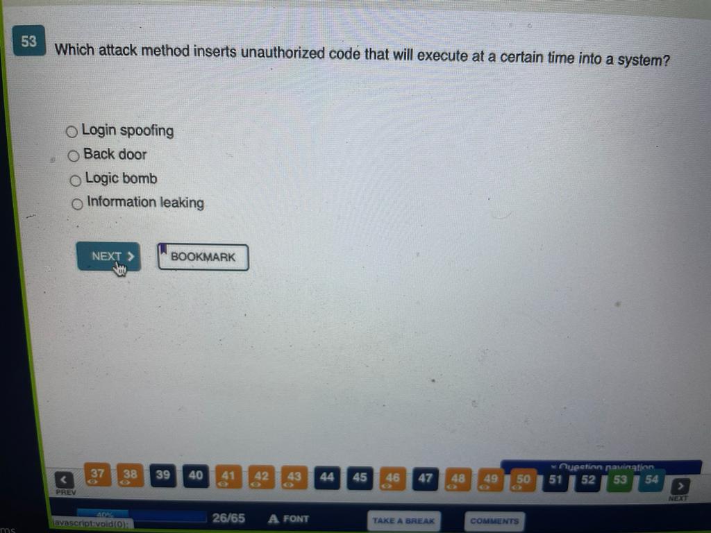 Solved Which attack method inserts unauthorized code that | Chegg.com