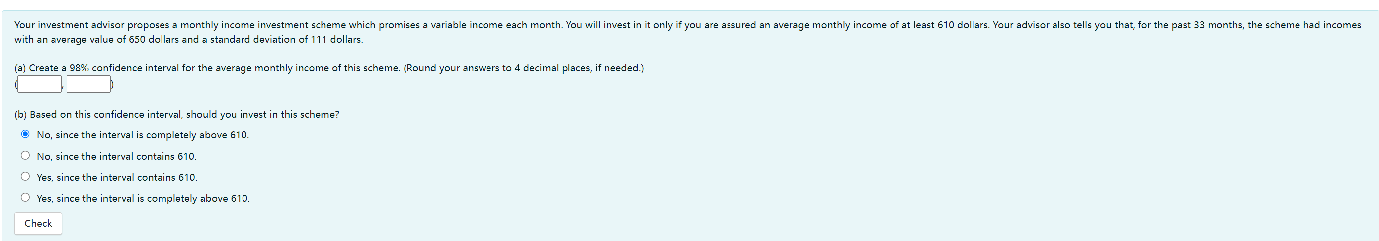 Solved with an average value of 650 dollars and a standard | Chegg.com