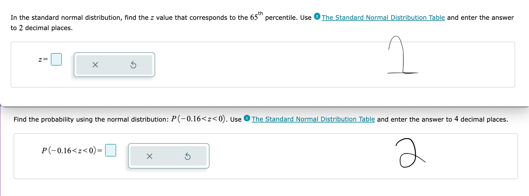 Solved In the standard normal distribution, find the z value | Chegg.com