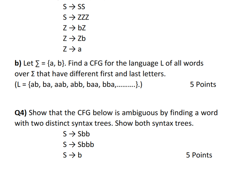 Solved Q3) a) Describe the language generated by the | Chegg.com
