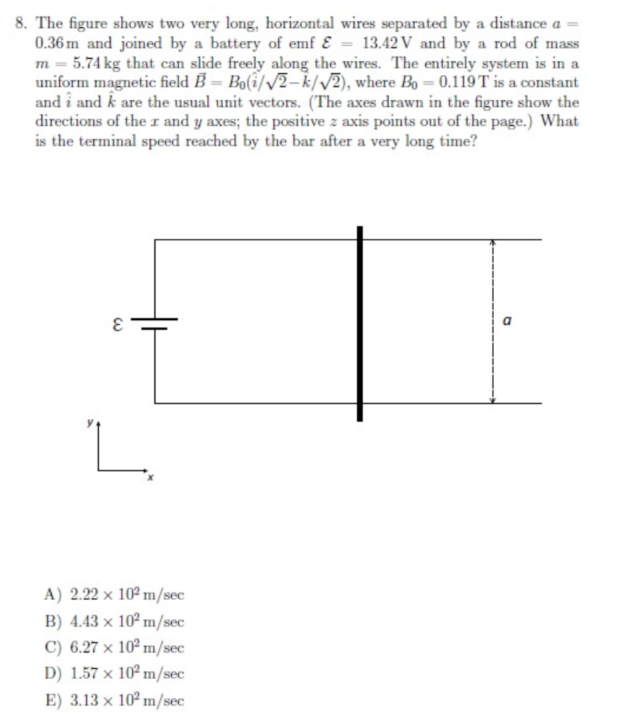 Solved 8. The figure shows two very long, horizontal wires | Chegg.com