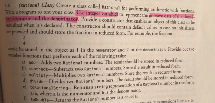 Solved (Rationa1 Class) Create a class called Rational for | Chegg.com