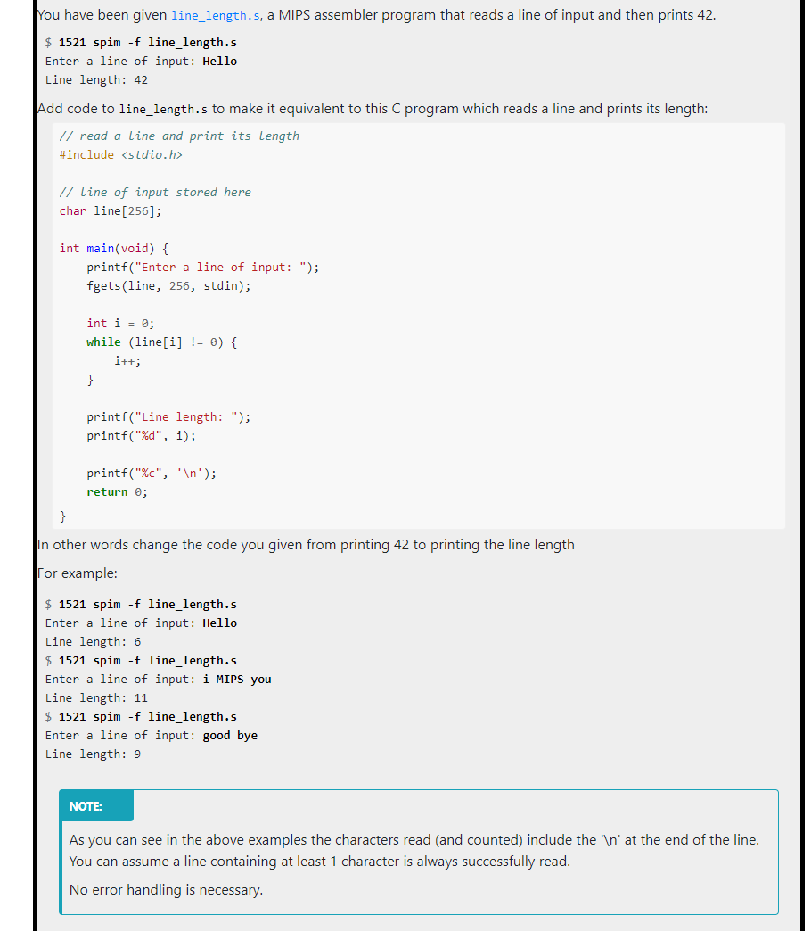 Solved #line_length.s # read a line and print its | Chegg.com