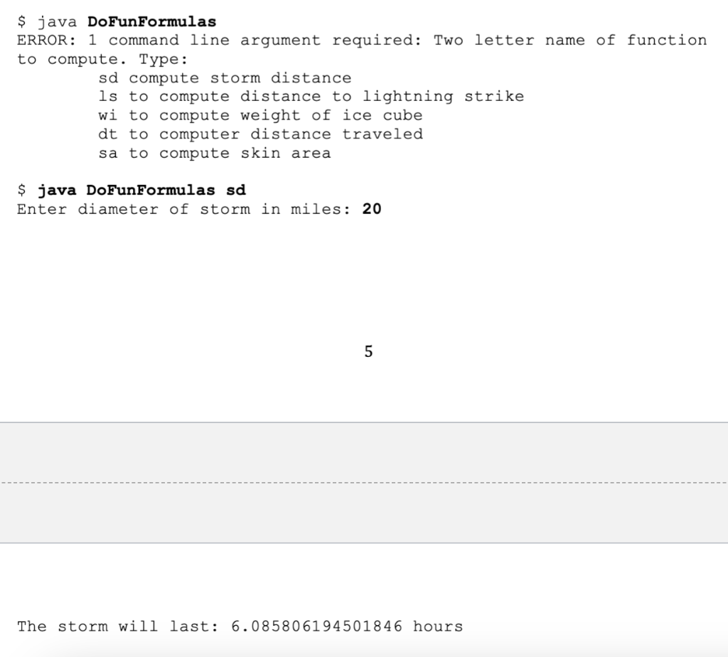 Solved The DoFunFormulas class should implement a main | Chegg.com