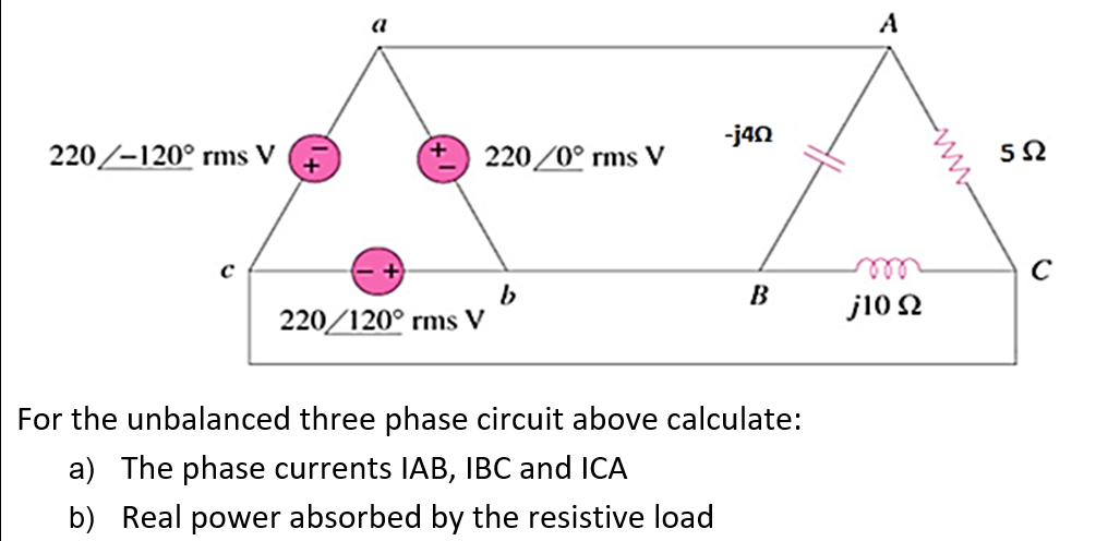 Solved 220-120° rms V с a 220/0° rms V 220/120° rms V b -jan | Chegg.com