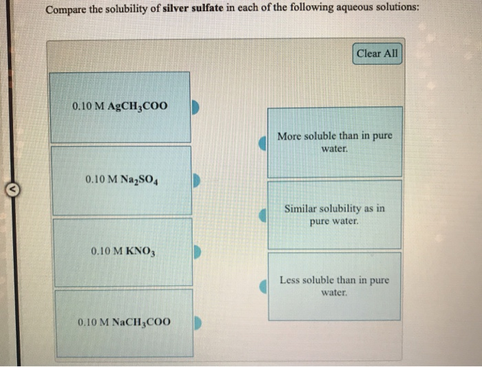 Solved Compare the solubility of silver sulfate in each of | Chegg.com