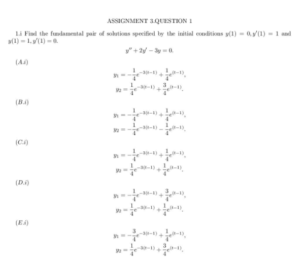 Solved = 1 and ASSIGNMENT 3.QUESTION 1 1.i Find the | Chegg.com