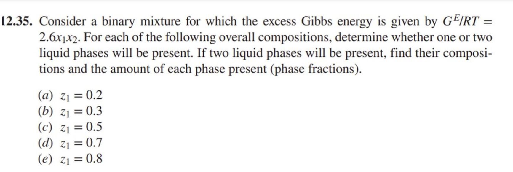 Solved 35. Consider a binary mixture for which the excess | Chegg.com