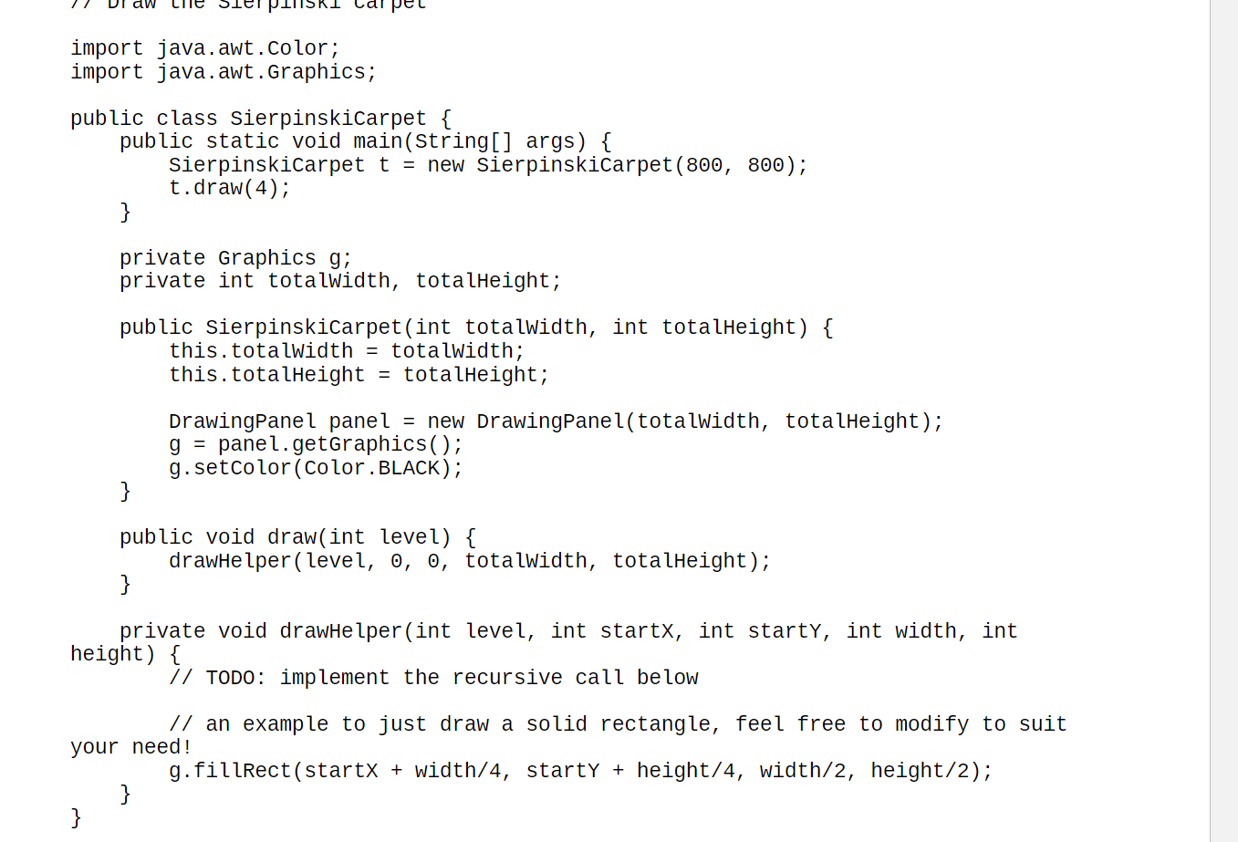 For this project, you are going to draw a “Sierpinski | Chegg.com