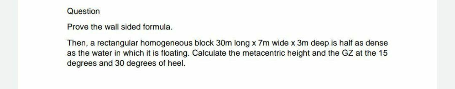 Solved Question Prove the wall sided formula. Then, a | Chegg.com