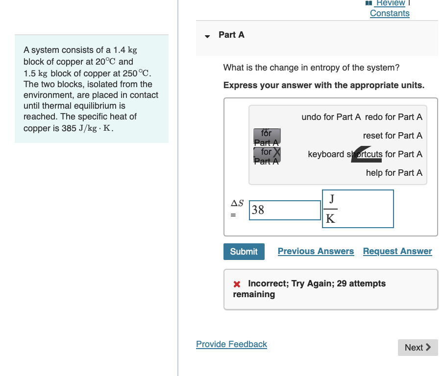 Solved A system consists of a 1.4kgblock of copper at 20°C | Chegg.com